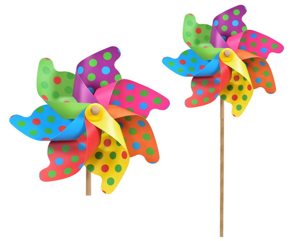 HOT COLOURS 31CM SPOTTED WINDMILL - jfmdistributors